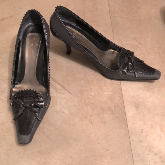 Paolo | Shoes | Linea Paolo Leather And Cloth Pumpscrocodile Leatherbow ...